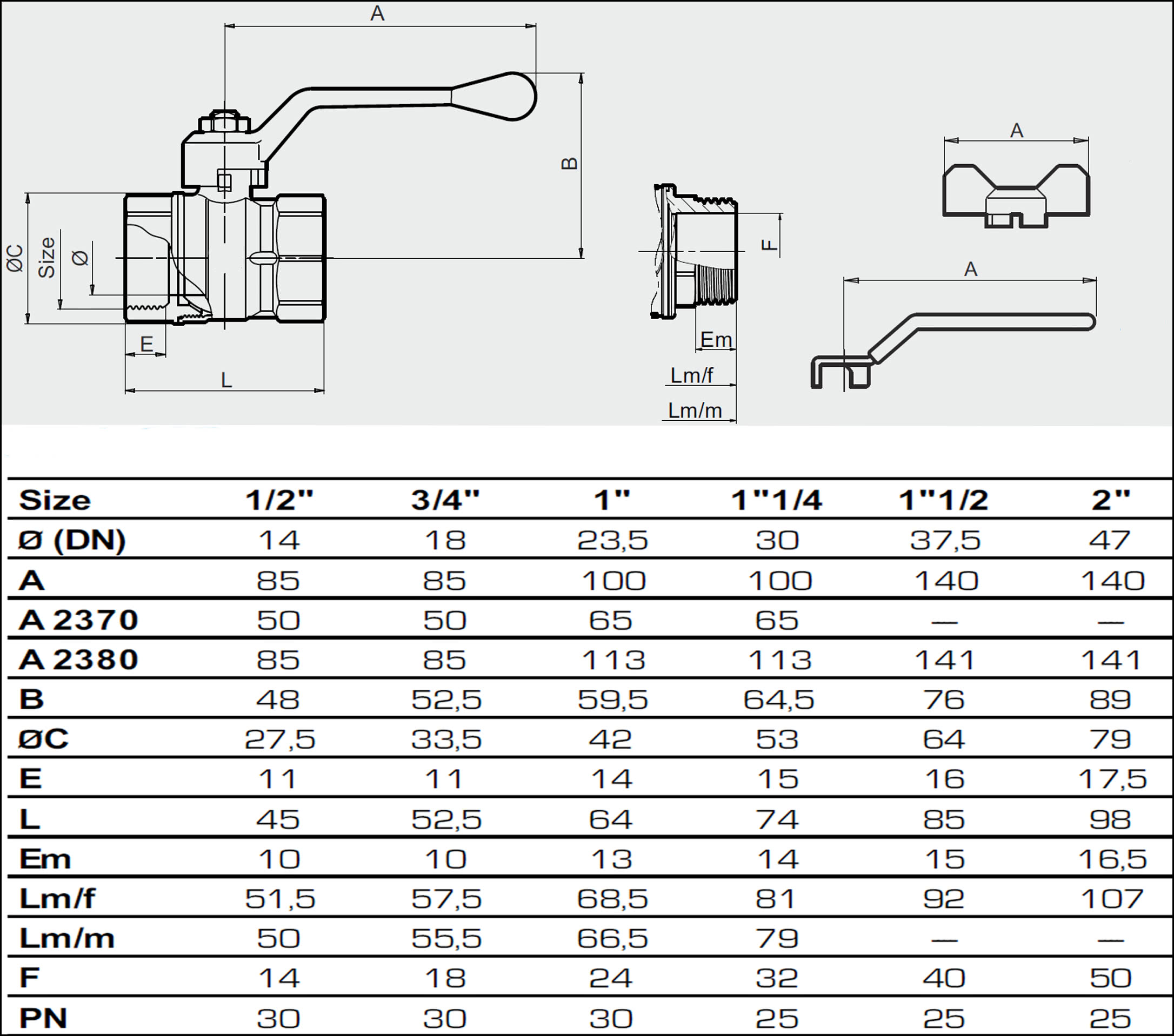 Kugelhahn aus Messing mit Flügelgriff rot AG x IG